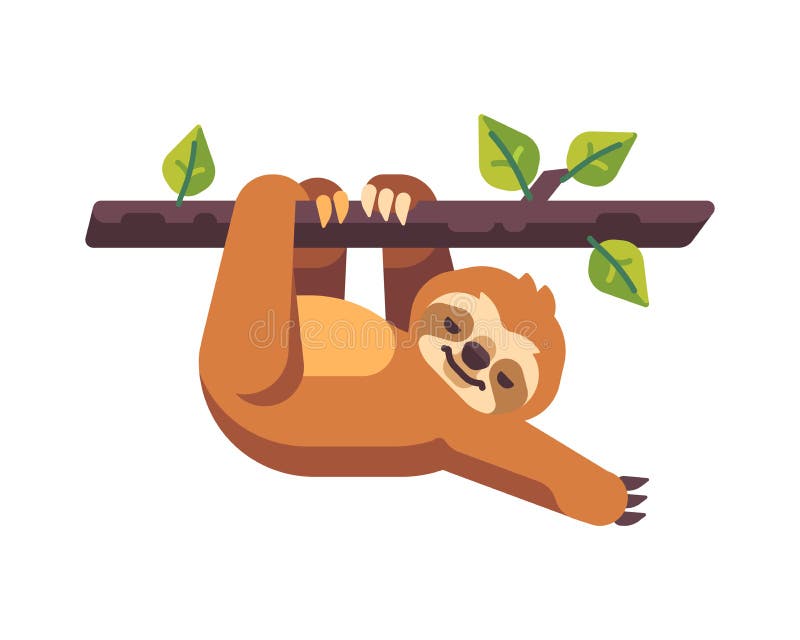 Cute Sloth Sleeping on a Tree Branch Flat Illustration Stock Vector ... Cute Sloth Sleeping on a Tree Branch Flat Illustration Stock Vector ...