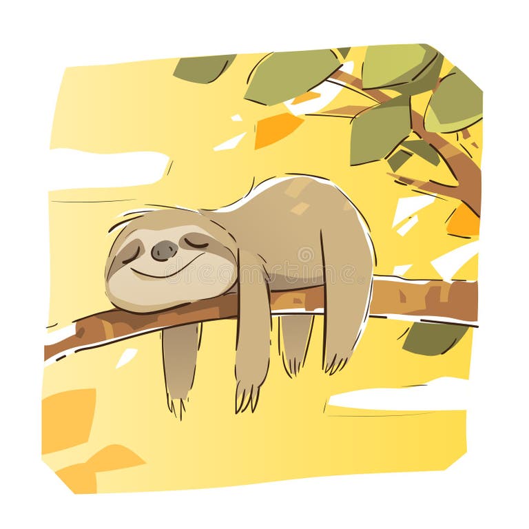 Cute Sloth Taking a Nap stock vector. Illustration of cartoon - 127648713