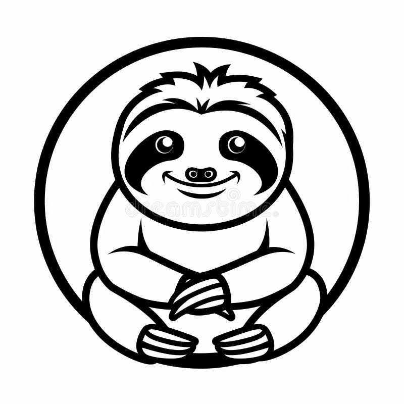 Cute Sloth Vector Logo with Playful Expression and Simple Design Stock ...