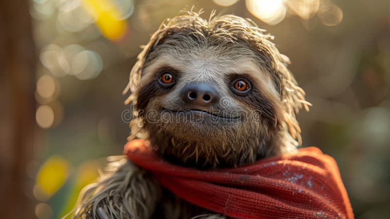 A Cute Sloth Wearing a Tiny Superhero Cape Stock Illustration ...