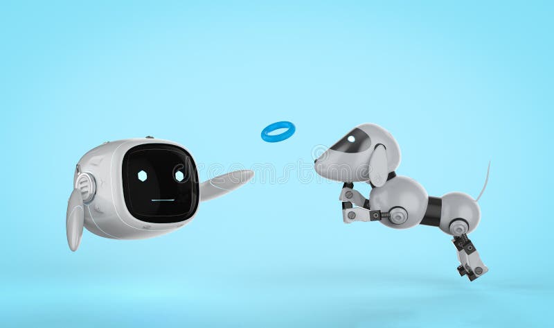 Cute and Small Artificial Intelligence Robot with Dog Robot Stock ...