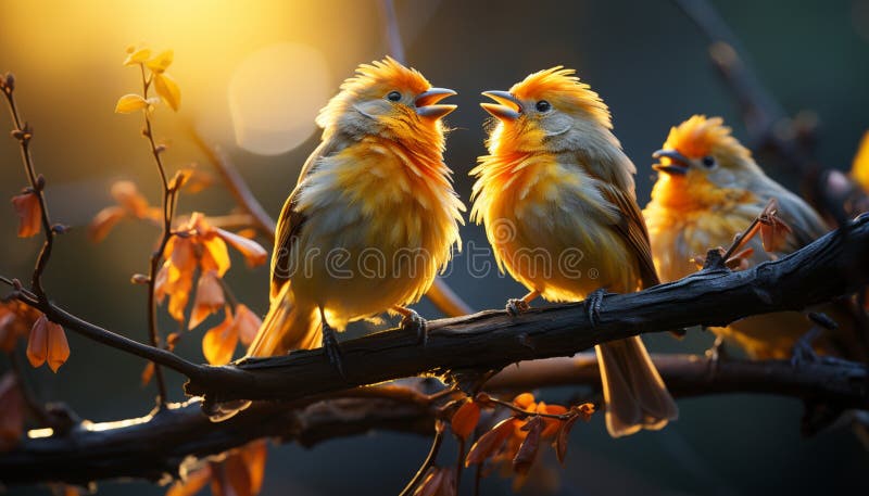 A Cute Small Bird Perching on a Branch in the Forest Generated by AI ...