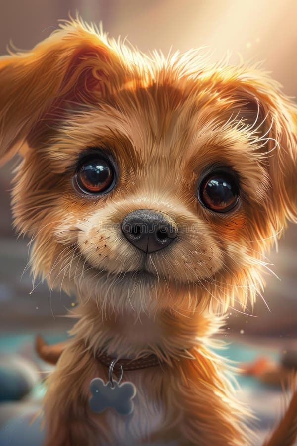 A Cute Small Dog Looking Up with Big Expressive Eyes Stock Photo ...