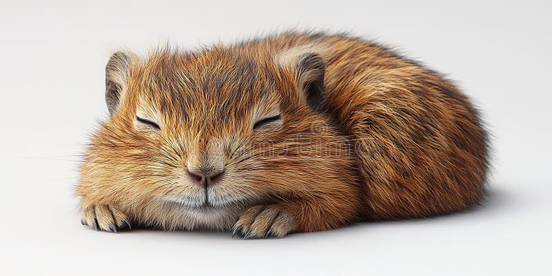 Cute Small Furry Animal Resting Calmly on a Flat Surface in a Soft ...