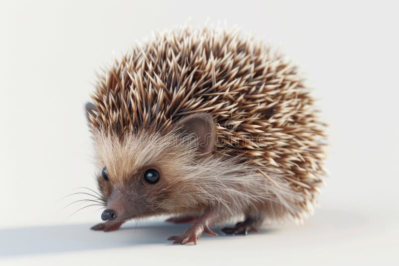 Cute Small Hedgehog Standing on a White Surface, Suitable for Various ...