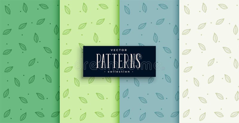 Cute Small Leaves Pattern Background Set Stock Vector - Illustration of ...