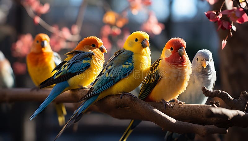 A Cute, Small Macaw Perching on a Branch Outdoors Generated by AI Stock ...
