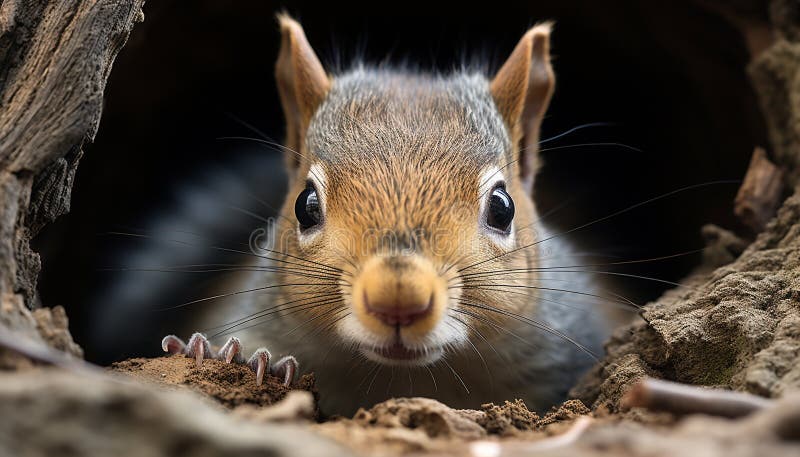 Cute Small Mammal Eating Grass, Fluffy Fur, Looking at Camera Generated ...
