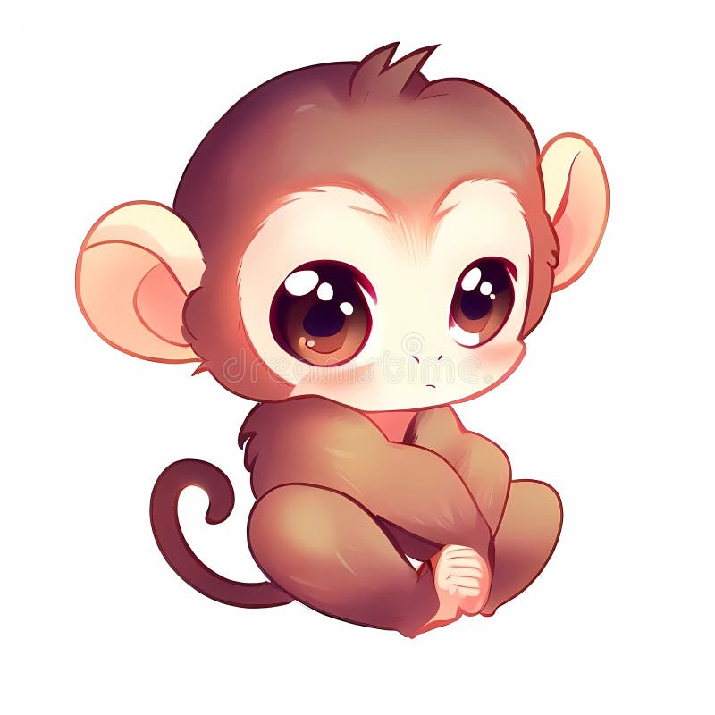 Small Monkey Sitting on Log Holding Fishing Rod. Generative AI Stock ...