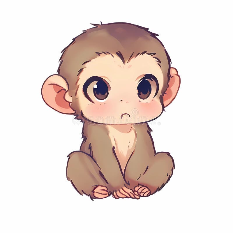 Small Monkey Sitting on Log Holding Fishing Rod. Generative AI Stock ...