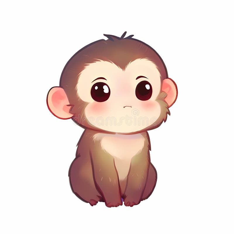 Small Monkey Sitting on Log Holding Fishing Rod. Generative AI Stock ...