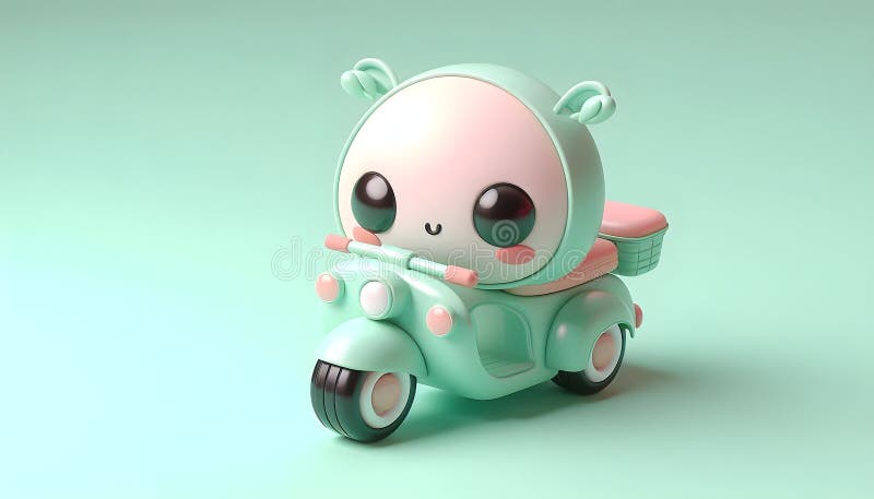 Minimal Motorcycle with Soft Pastel Mint Green Background and Playful ...