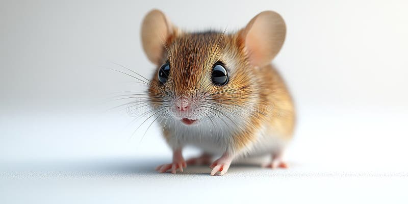 Cute Small Mouse with Big Eyes Exploring a Light Backdrop in a Cozy ...