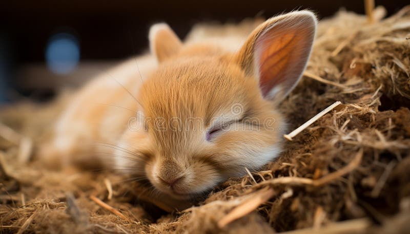 Cute Small Rabbit Sitting on Grass, Fluffy Fur, Adorable Generated by ...