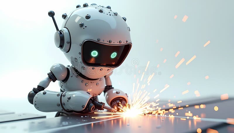 Little Robot Welder stock illustration. Illustration of focused - 379121363