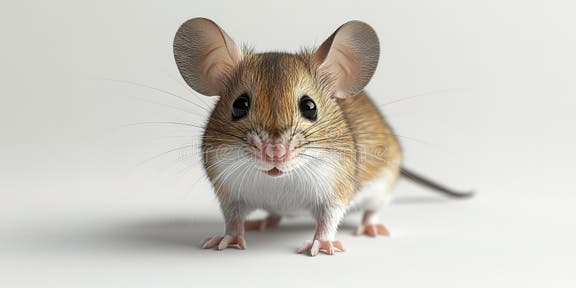 Cute Small Rodent with Large Ears Standing on a Light Surface in a ...