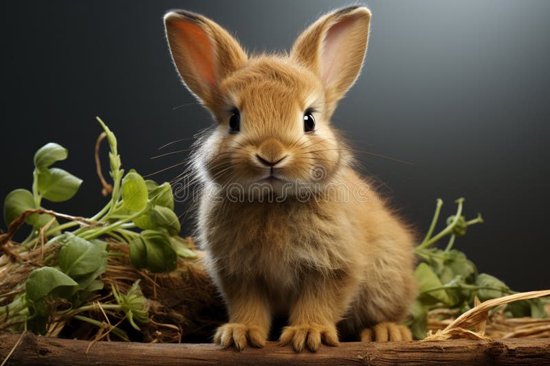 Cute Small Surprised Rabbit in Green Grass Stock Image - Image of ...