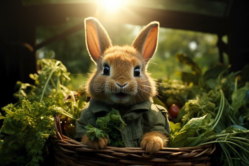 A Surprised Rabbit Looks through a Hole in Hill. the Concept of a Happy ...