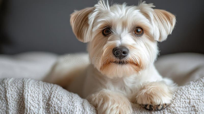 Cute Small White Dog Looking Curious at Camera Stock Illustration ...