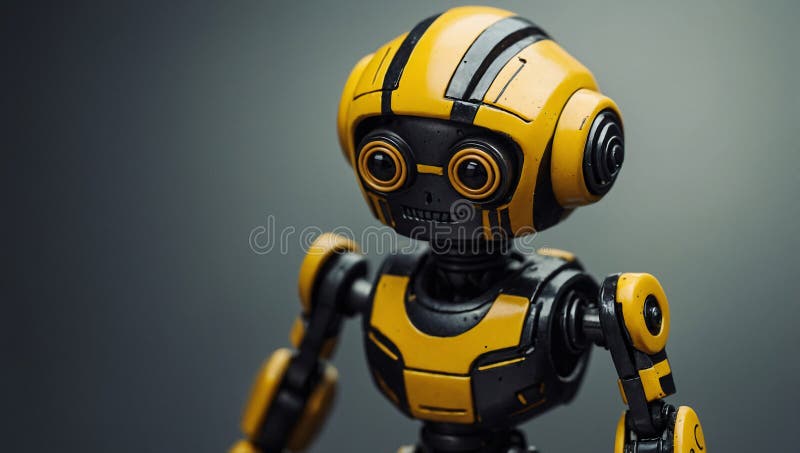A Cute, Small, Yellow Astronaut Robot with a Simplistic Face and ...