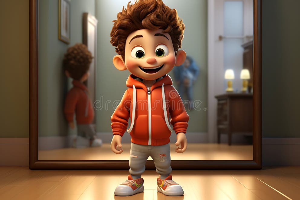 Cute and Smart Cartoon Character 3D Rendering Stock Illustration ...