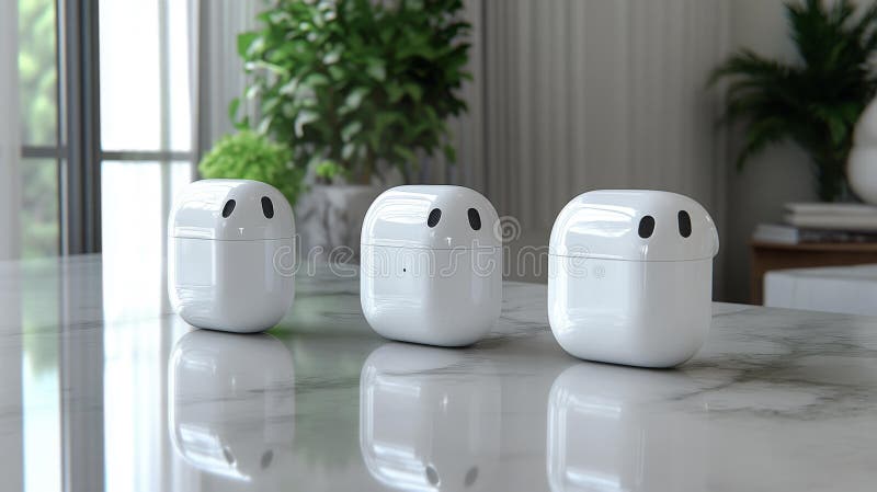 Cute Smart Devices on a Marble Table Generative AI Stock Illustration ...