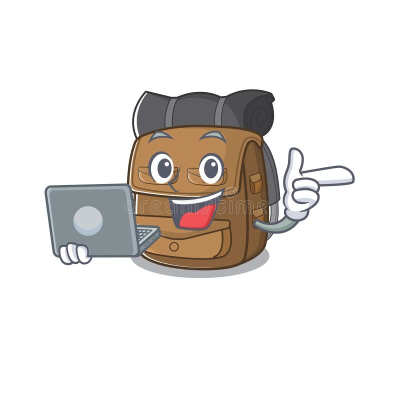 Cute and Smart Hiking Backpack Scroll Working with Laptop Stock Vector ...