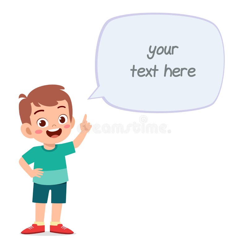 Cute Smart Little Boy Speak with Balloon Chat Stock Vector ...