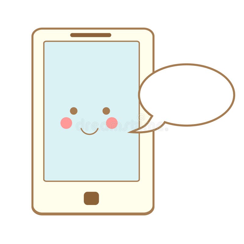 Cute Smartphone Icons, Design Elements. Kawaii Smiling Mobile Phone ...