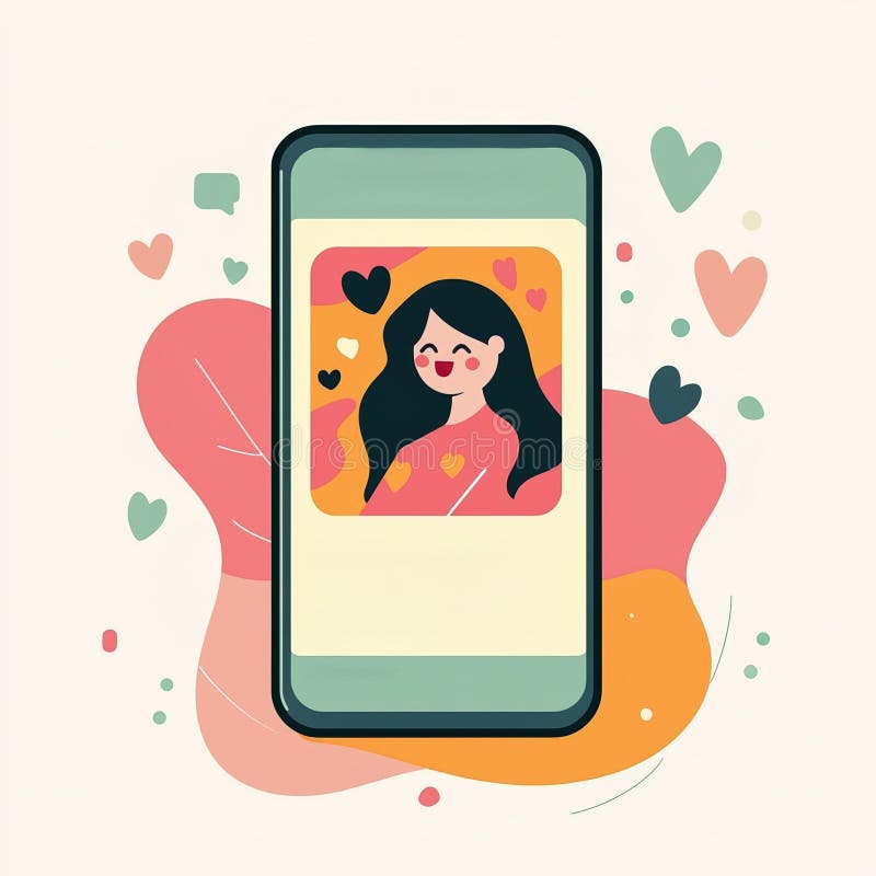 Cute Smartphone Illustration with Hearts Stock Illustration ...