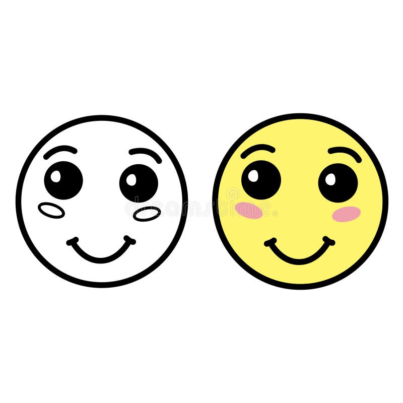 Set of Cute Yellow Icons. Emotion Face Stock Vector - Illustration of ...