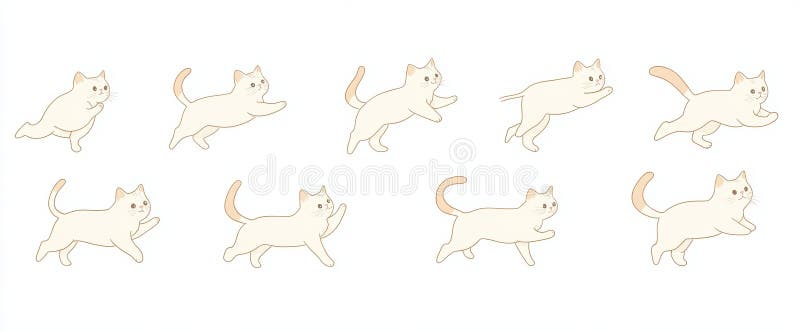The Cute and Smiley Cat Character Design Set Features a Flat Color ...