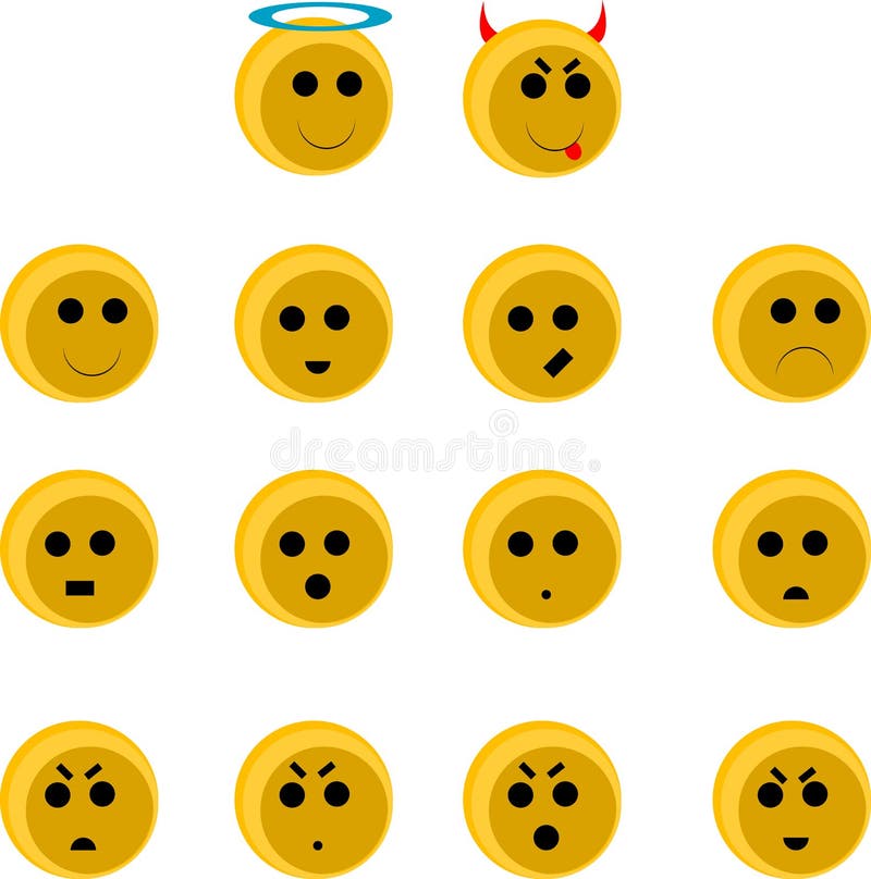 Cute smileys set stock illustration. Illustration of shape - 23481931