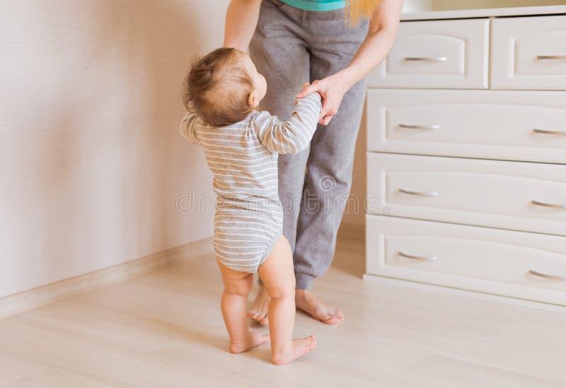 Cute Smiling Baby Boy Learning To Walk Stock Photo - Image of infant ...