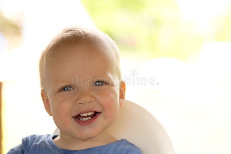 Cute Smiling Baby Boy with 8 Teeth Looking at Camera Stock Image ...