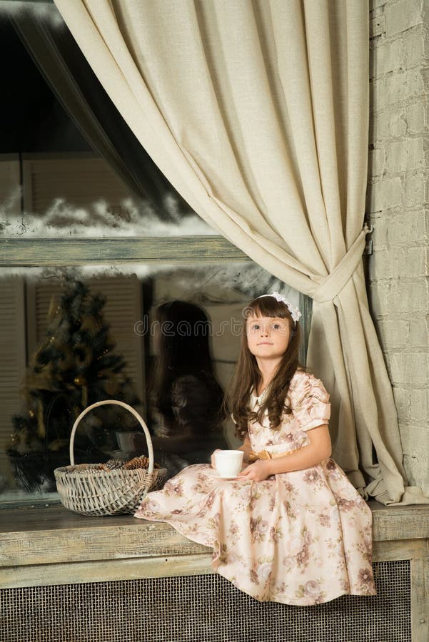 Cute Smiling Baby Sitting at Home by the Window Stock Image - Image of ...