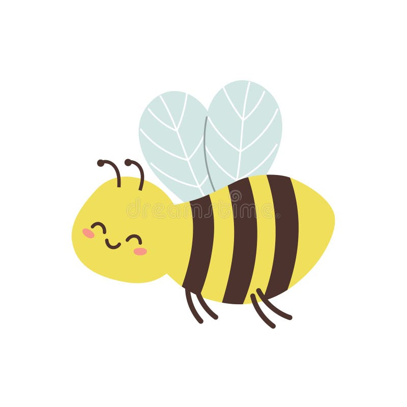 Cute Smiling Bee Flying. Design Element for Postcard, Card, Sticker ...
