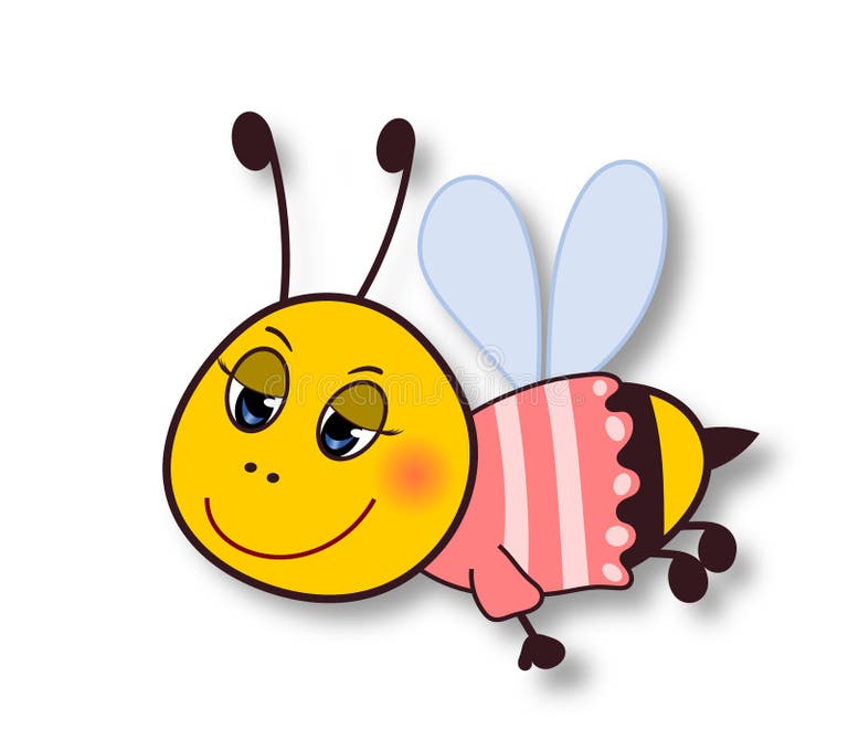 Cute smiling bee- on white stock illustration. Illustration of face ...