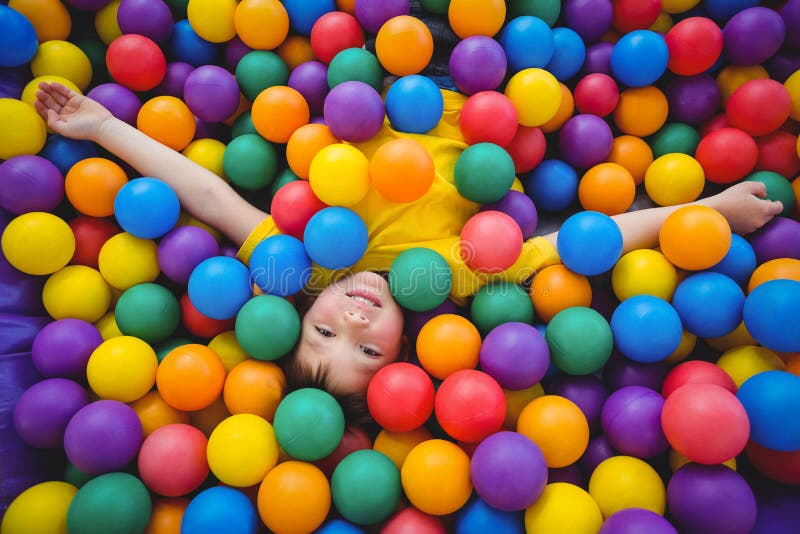 Cute Smiling Boy in Sponge Ball Pool Stock Image - Image of ...