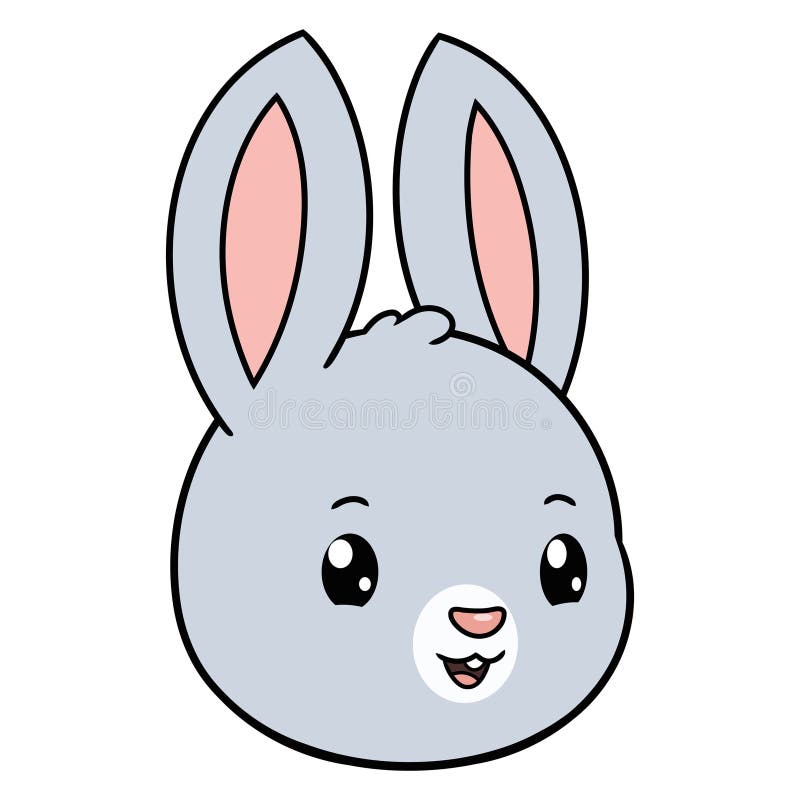 Cute Smiling Bunny Head on White Background Stock Vector - Illustration ...