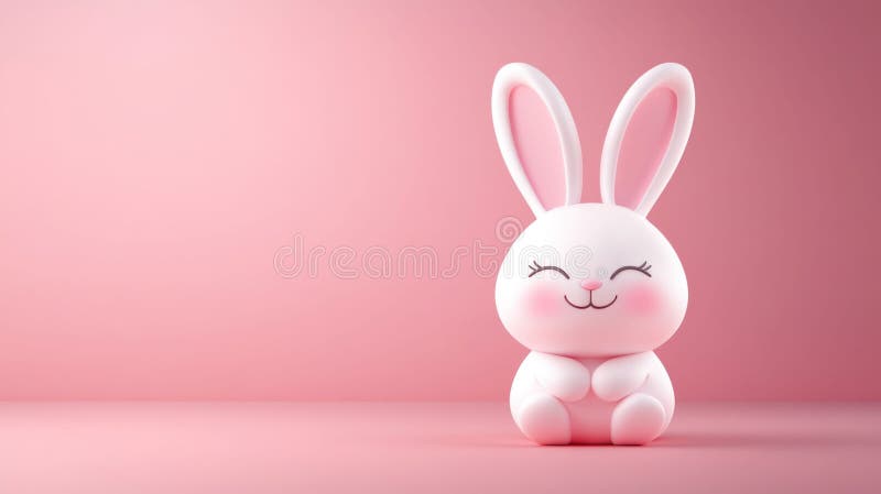 Cute Smiling Bunny on Pink Background. Generative Ai Stock Illustration ...