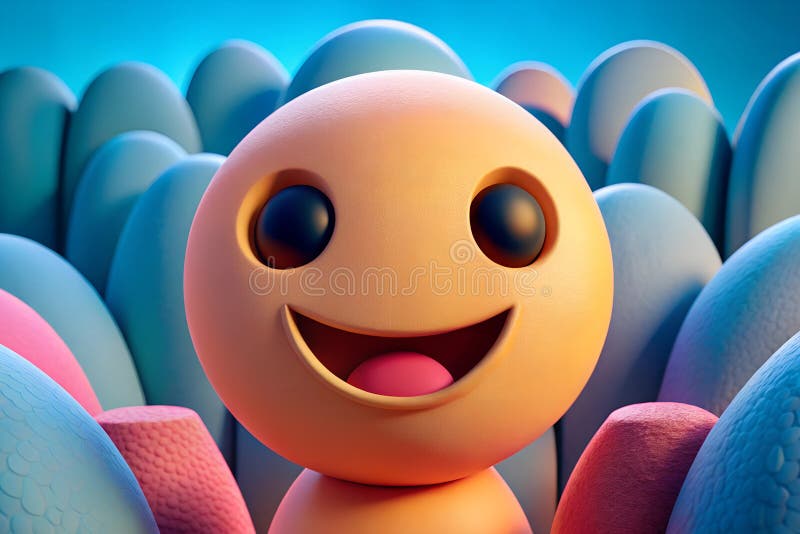 Cute Smiling Cartoon Character with Colorful Abstract Background Stock ...
