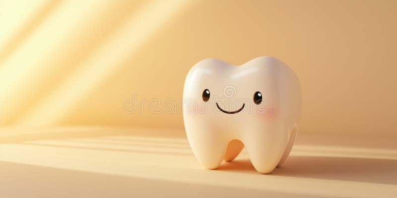 Cute Smiling Cartoon Tooth Character Soft Background Warm Lighting ...