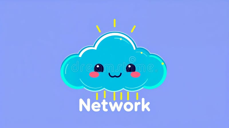 Cute Smiling Cloud Character Representing Digital Networking ...