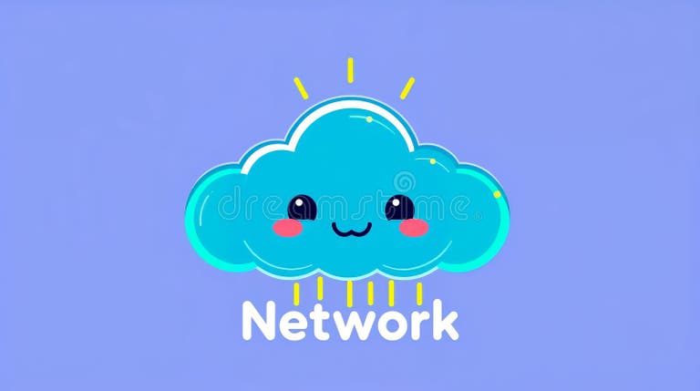 Cute Smiling Cloud Character Representing Digital Networking ...