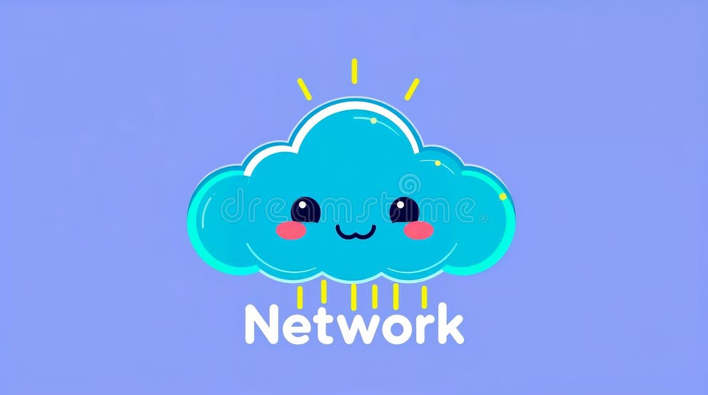 Cute Smiling Cloud Character Representing Digital Networking ...