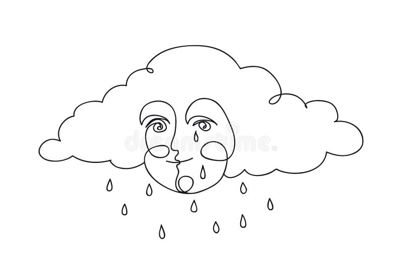 Cute Smiling Cloud with Rain Droplets. Stock Vector - Illustration of ...