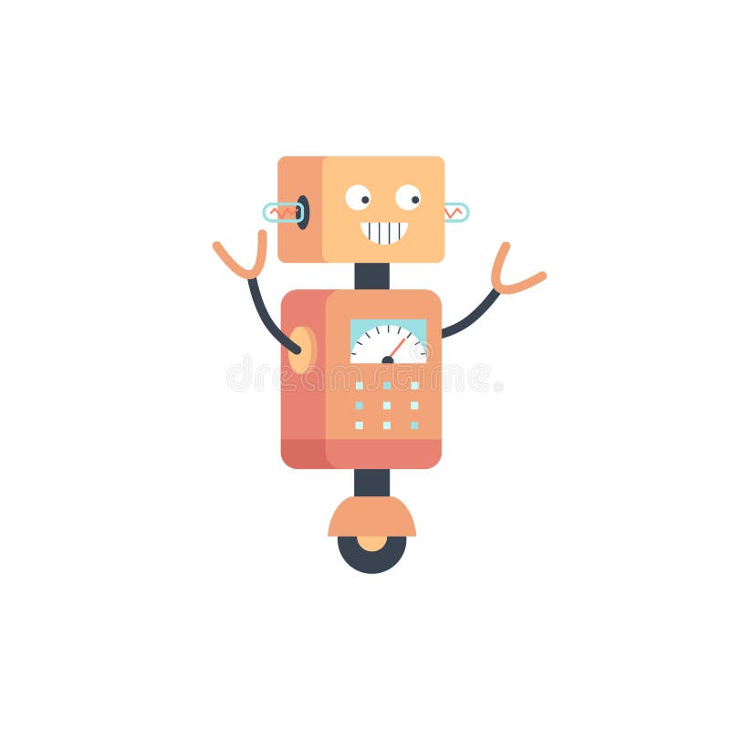 Cute Smiling Comic Robot Android Cartoon Flat Vector Illustration ...