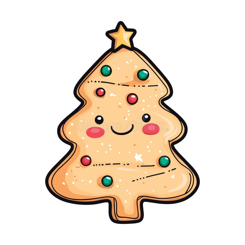 Cute Smiling Cookie in Form of Christmas Tree AI Generated Stock ...