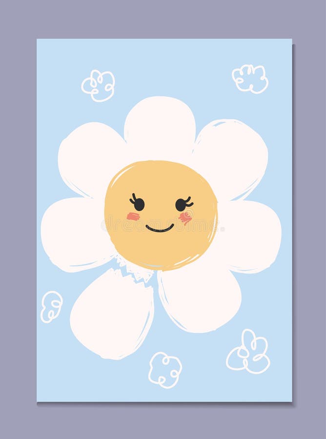 Cute Smiling Daisy Illustration. Vector Illustration Stock Illustration ...